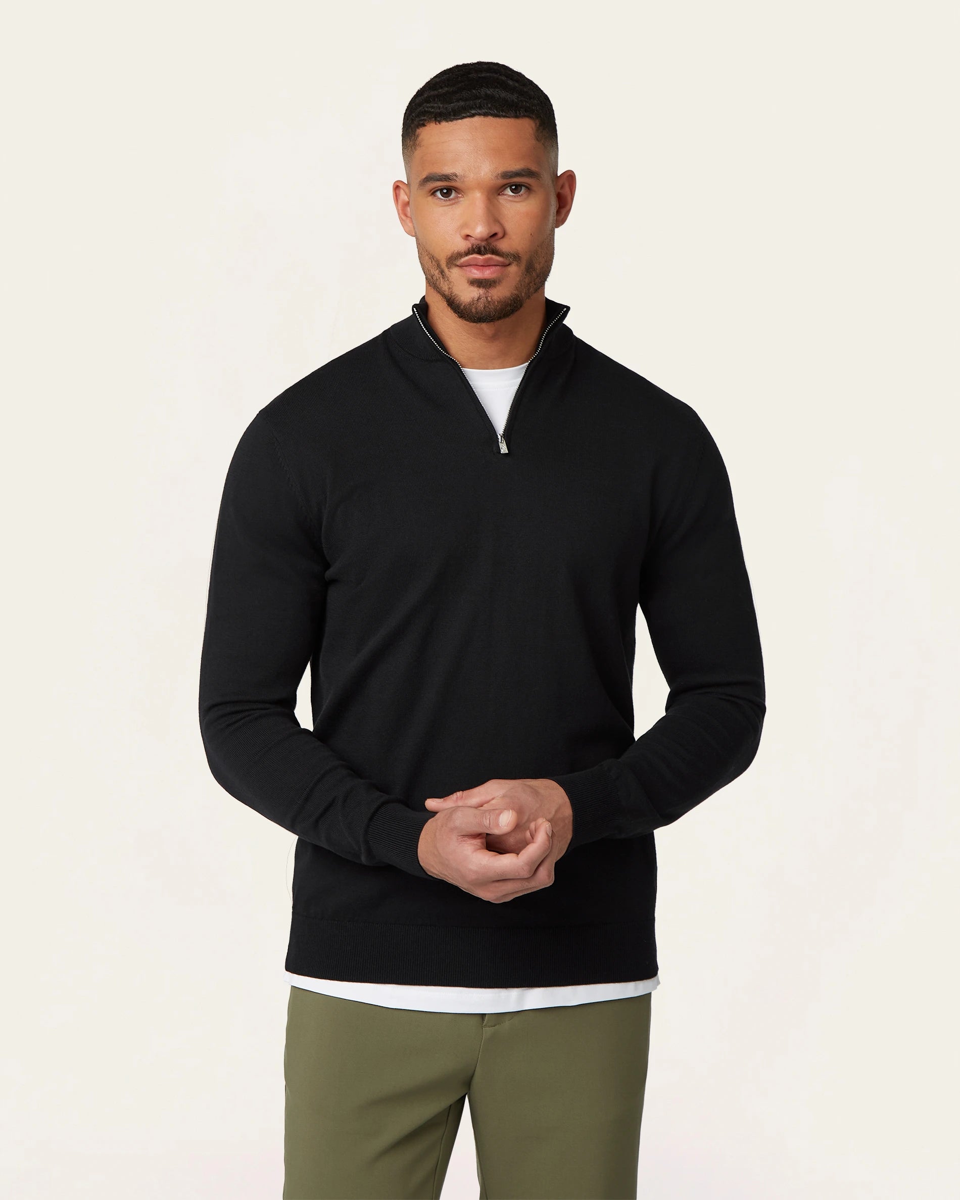Black Half-zip Wool Sweater – Seawool Blend | LABFRESH
